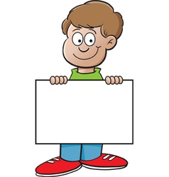 Cartoon boy holding a sign Royalty Free Vector Image
