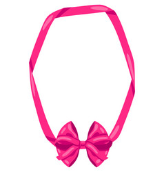 Pink satin bow ribbon with knot Royalty Free Vector Image