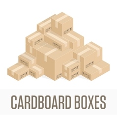 Pile of carton boxes isolated on white background Vector Image