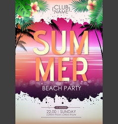 Summer beach party advertisement poster template Vector Image