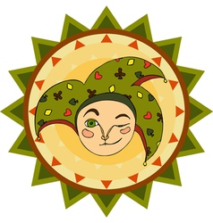 Jester with happy face dancing Royalty Free Vector Image