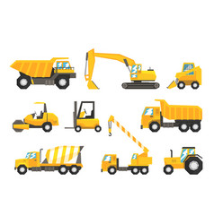 Tractor and other vehicles used in construction Vector Image