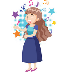 Female singer cartoon character Royalty Free Vector Image