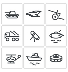 Military and army design element icon set Vector Image
