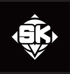 Sk logo monogram triple ribbon style line design Vector Image