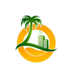 Tropical island logo Royalty Free Vector Image