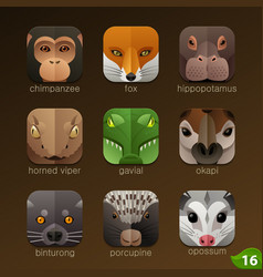 Animal faces for app icons-set 18 Royalty Free Vector Image
