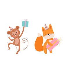 Cute fox and bird Royalty Free Vector Image - VectorStock