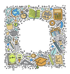 Welcome back to school hand drawn supply doodles Vector Image