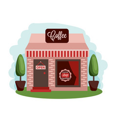 Cafe exterior coffee shop building Royalty Free Vector Image