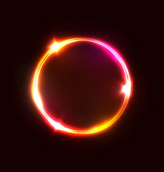 Red neon circle set isolated on black background Vector Image