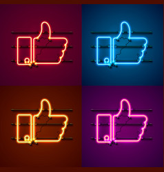 Like share neon sign design template Royalty Free Vector
