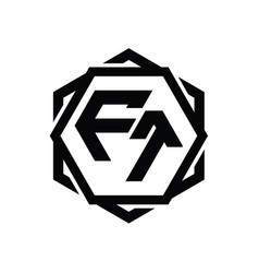 Ft letter logo monogram hexagon shield shape Vector Image