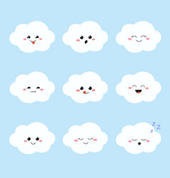 Set cartoon clouds with emotions collection Vector Image