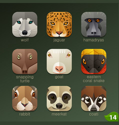Animal faces for app icons-set 18 Royalty Free Vector Image