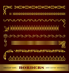 Golden asian retro frames and borders set Vector Image