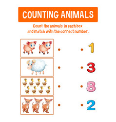 Subtraction number range up to 20 math worksheet Vector Image