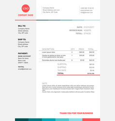 Elegant red invoice template design Royalty Free Vector