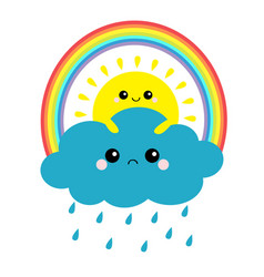 Cute cartoon sun with clouds Royalty Free Vector Image