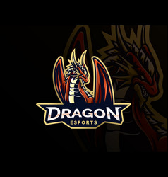 Red dragon esports logo design Royalty Free Vector Image