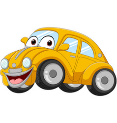 Cartoon smiling yellow pickup truck Royalty Free Vector