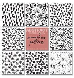 Set of six hand drawn ink seamless patterns Vector Image