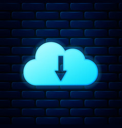 Glowing neon diamond icon isolated on brick wall Vector Image