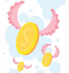 Money pile bundle with flying dollars and rolling Vector Image