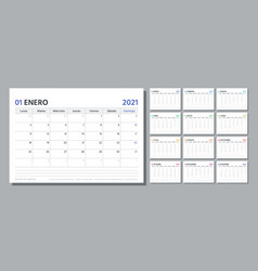 2021 spanish calendar template layout year Vector Image