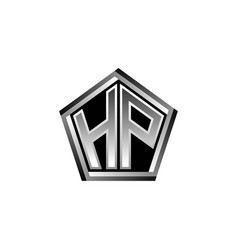 Initial hp logo design with shield style Vector Image