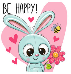 Cute rabbit with on a pink background Royalty Free Vector