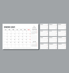 2021 spanish calendar template layout year Vector Image