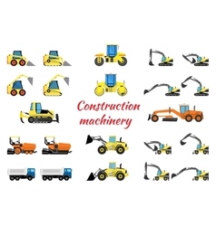 Set of detailed heavy construction and mining Vector Image