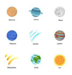 Planets icon set realistic style Royalty Free Vector Image