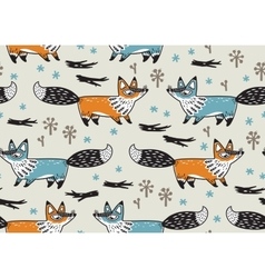 Seamless childish pattern with cute bear fox Vector Image