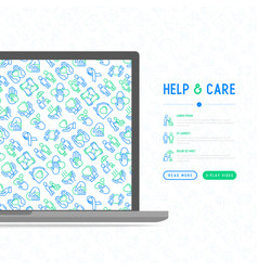 Help and care thin line icons set Royalty Free Vector Image