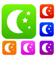 Smiling moon and star cartoon characters Vector Image