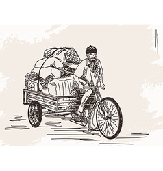 Classic cycle rickshaw Royalty Free Vector Image