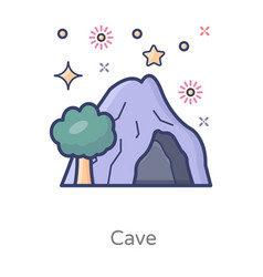 Cartoon happy brown bear in cave Royalty Free Vector Image