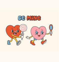 Trendy groovy valentines day retro Royalty Free Vector Image