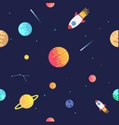 Seamless pattern with planets and the sun Vector Image
