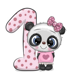Cartoon bear with flowers on a white background Vector Image