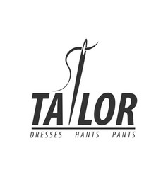 Premium tailor shop monochrome emblem with sewing Vector Image
