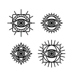 All seeing eye icons set illuminati symbol Vector Image