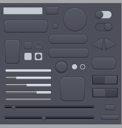 Gray interface buttons and sliders 3d set of ui Vector Image