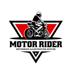 Biker riding adventure motorbike logo Royalty Free Vector