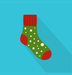 Striped sock icon flat style Royalty Free Vector Image