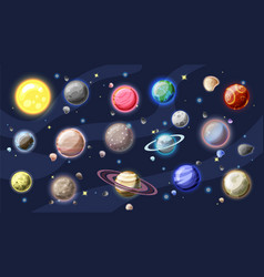 Colorful solar system with nine planets Royalty Free Vector