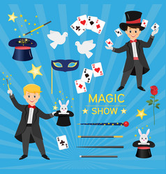 Magician with stars and magic wand Royalty Free Vector Image