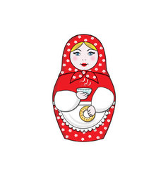 Cute russian matryoshka in red and green colours Vector Image